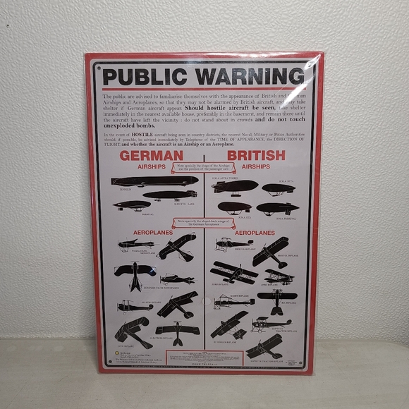 Wall Decor | Public Warning German British Aircraft Sign | Poshmark
